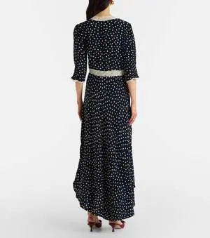 Rixo Amina Polka-dot Crêpe Midi Dress - Blue