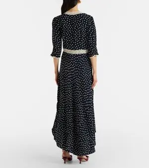 Rixo Amina Polka-dot Crêpe Midi Dress - Blue