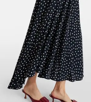 Rixo Amina Polka-dot Crêpe Midi Dress - Blue