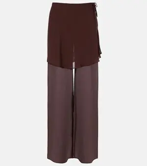 Christopher Esber Sheer Wide-leg Silk Pants - Brown