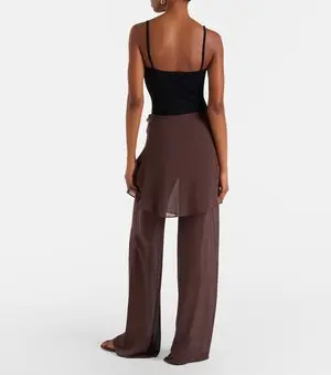 Christopher Esber Sheer Wide-leg Silk Pants - Brown