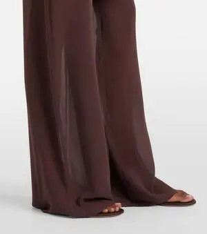 Christopher Esber Sheer Wide-leg Silk Pants - Brown