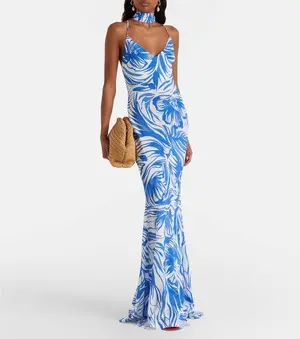 ALEXANDRA MIRO Isla Scarf-detail Printed Gown