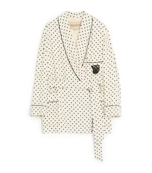 Valentino Garavani Embroidered Polka Dot Robe - Ivory
