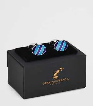 DEAKIN & FRANCIS Sterling Silver Denim Enamel Cufflinks