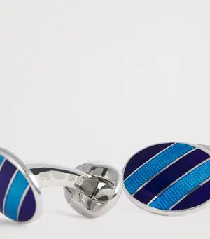 DEAKIN & FRANCIS Sterling Silver Denim Enamel Cufflinks