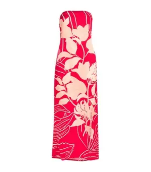 Verandah Strapless Tulip Printed Maxi Dress