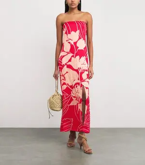 Verandah Strapless Tulip Printed Maxi Dress