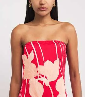 Verandah Strapless Tulip Printed Maxi Dress