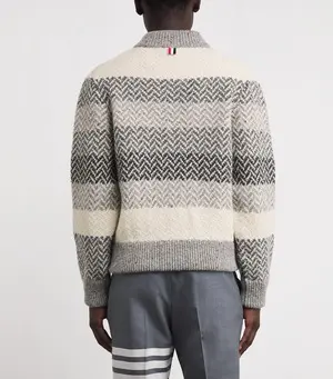 Thom Browne Wool-mohair Herringbone Bomber Cardigan