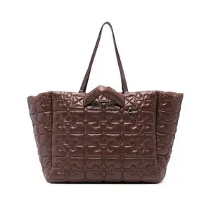 GANNI Monogram Pattern Quilted Tote Bag - Brown