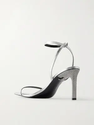 Tory Burch Crystal-embellished Metallic Leather Sandals - Silver