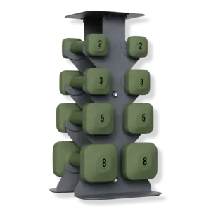 WeGym Safegrip Dumbbells Lower Set With Dark Rack - Forest