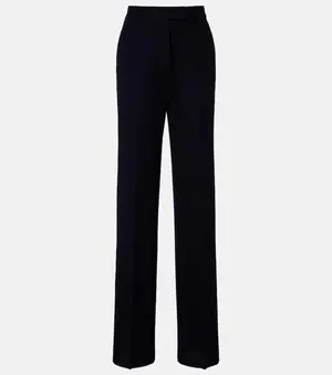 Max Mara Attinia Virgin Wool Piqué Wide-leg Pants