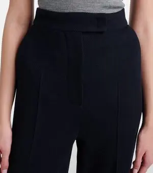 Max Mara Attinia Virgin Wool Piqué Wide-leg Pants