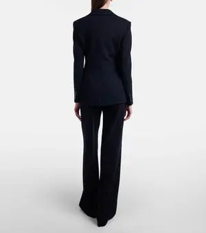 Max Mara Attinia Virgin Wool Piqué Wide-leg Pants