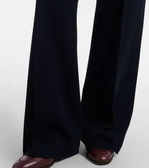 Max Mara Attinia Virgin Wool Piqué Wide-leg Pants