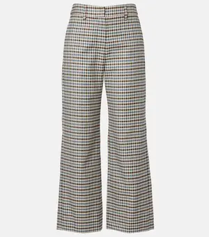 Max Mara Michelle Wool And Cotton Checked Wide-leg Trousers