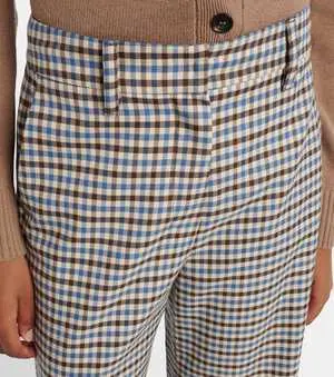 Max Mara Michelle Wool And Cotton Checked Wide-leg Trousers
