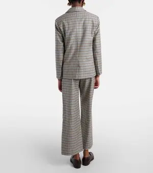 Max Mara Michelle Wool And Cotton Checked Wide-leg Trousers