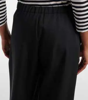 Max Mara Argenta Virgin Wool Crepe Wide-leg Pants - Black