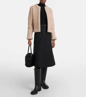 Moncler Buis Shearling-lined Suede Down Jacket