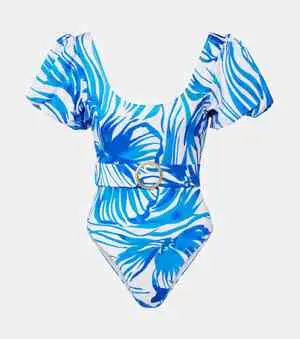 ALEXANDRA MIRO Jeanie Floral Belted Swimsuit - Blue