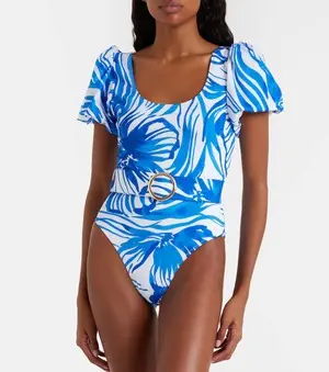 ALEXANDRA MIRO Jeanie Floral Belted Swimsuit - Blue