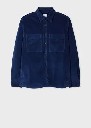 Paul Smith Dark Corduroy Patch-pocket Overshirt - Blue