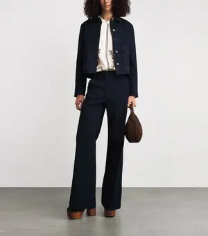 Veronica Beard Twill Floral Print Blouse