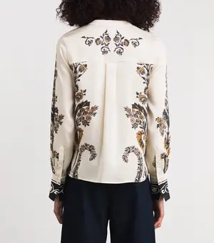 Veronica Beard Twill Floral Print Blouse