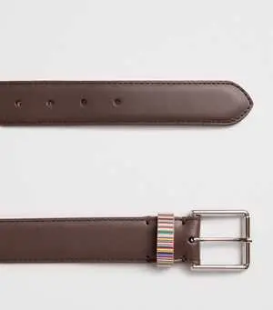 Paul Smith Leather Belt With Stripe Loop