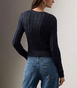 Ralph Lauren Silk Cable-knit Cropped Cardigan