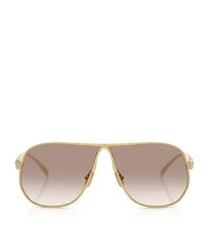 Miu Miu Metal Pilot Sunglasses - Gold
