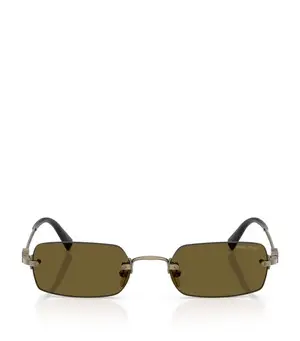 Miu Miu Metal Rectangular Sunglasses - Gold