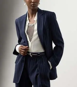 Ralph Lauren Wool Pinstripe Marcy Blazer