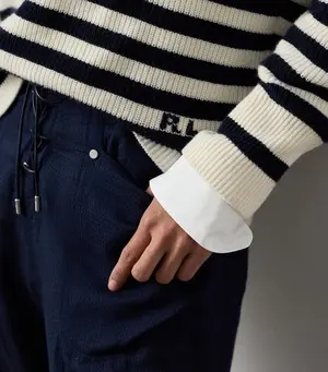 Ralph Lauren Cashmere Striped Polo Sweater