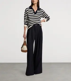 Ralph Lauren Cashmere Striped Polo Sweater