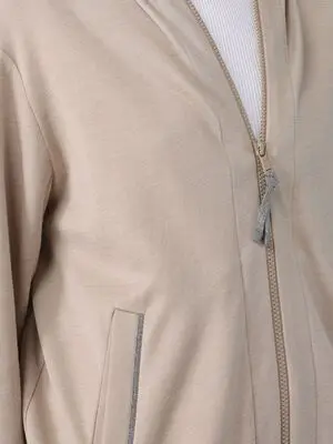 Brunello Cucinelli Full Zip Hooded Sweatshirt - Beige