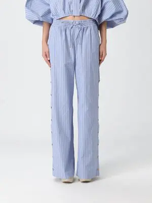 Zimmermann Striped Wide-leg Trousers With Button Detailing - Gnawed Blue
