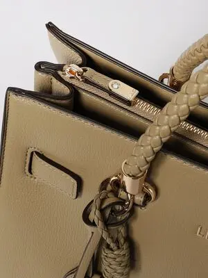 Liu Jo Top Handle Bag With Braided Straps And Logo Charm - Mud