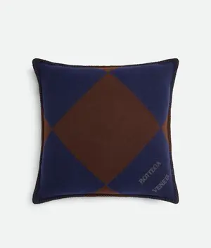 BOTTEGA  VENETA Jacquard Check Cushion - Abyss/wood