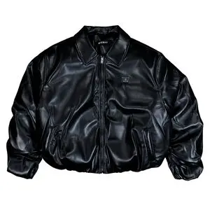 MISBHV Faux Leather Puffer Bomber Jacket