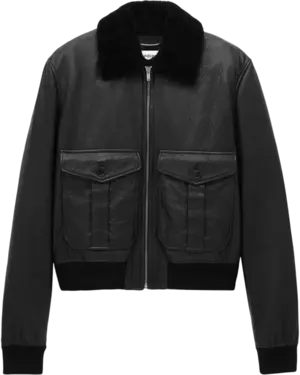 Saint Laurent Bubbled Lambskin And Shearling Bomber Jacket