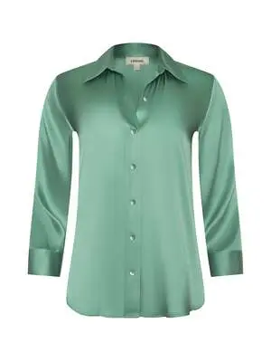 L'Agence Dani Silk Blouse Top - Malachite Green