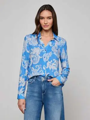 L'Agence Holly Paisley Blouse - Regatta Blue/ivory Paisley
