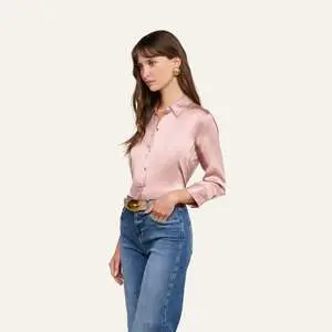 L'Agence Dani Silk Blouse - Pale Rose