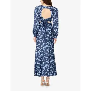 OMNES Swan Print Satin Maxi Dress