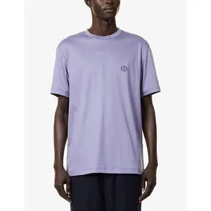 Giorgio Armani Logo-embroidered Crewneck Cotton T-shirt - Ortensia