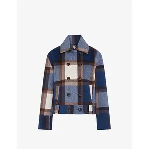 OMNES Checked Woven Jacket - Blue/brown Gingham